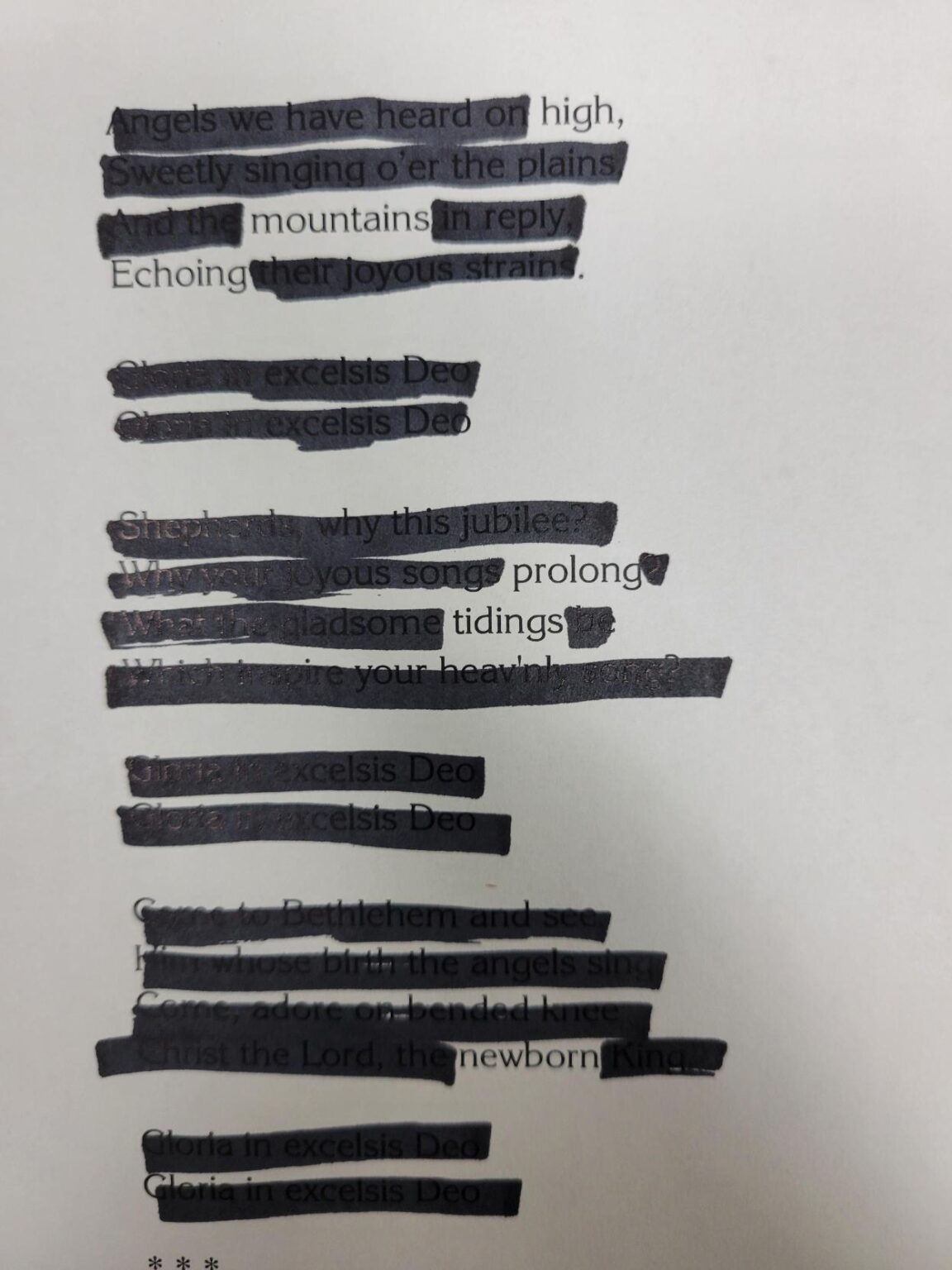 Festive Blackout Poetry from Christmas Songs - Little Infinite